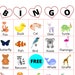 Bingo Calling Cards, Bingo Template, Instant Animal Bingo Printable ...
