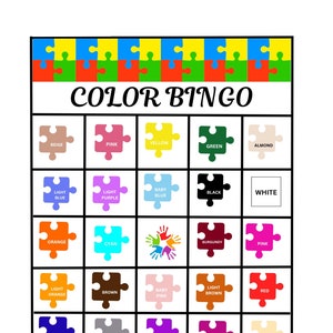 Puzzle Color Bingo Game, Color Bingo Game for Classroom, Puzzle Large ...