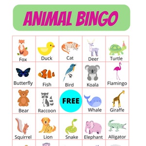 Animal Bingo for Classroom, School Event Classroom Bingo Game ...