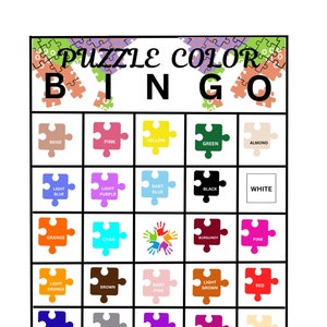 Puzzle Color Bingo Game 4 , Color Bingo Game for Classroom, Puzzle ...