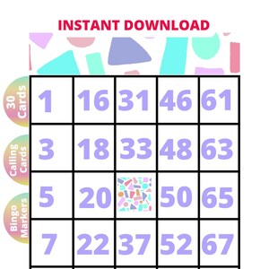 Colorful BINGO Game, Calling Cards BINGO, Instantly Play BINGO ...