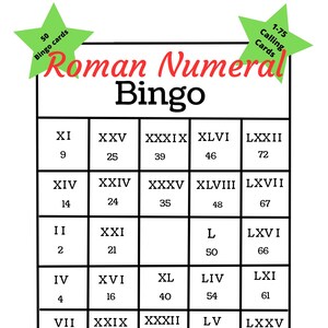 Roman Numerals Bingo, Teach Roman Numerals, Bingo for Teaching - Etsy