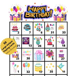 Birthday Bingo Cards, Birthday Bingo for Kids, Birthday Bingo Printable ...