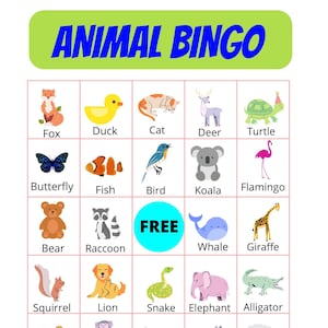 Animal Bingo for Classroom, Animal Bingo Game for Children, Bingo ...