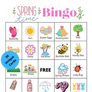 Spring Bingo Game, Animal Bingo Game/bingo With Animals/spring Bingo ...