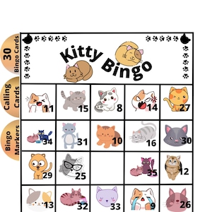 Kitty Cat Printable Bingo Games, Kitty Cat Activity Bingo for Children ...