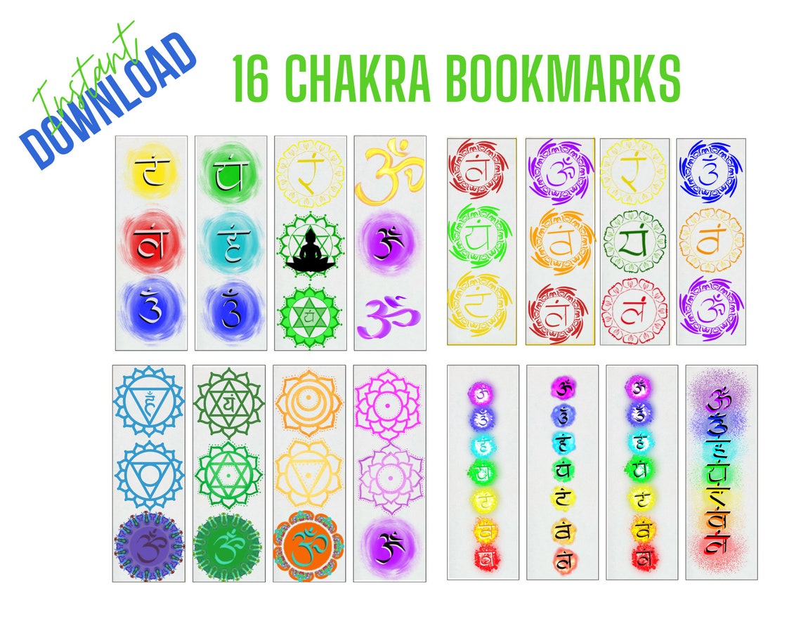 Chakra Bookmarks, 16 Chakra Bookmark Set, Fun Bookmark for Adults ...