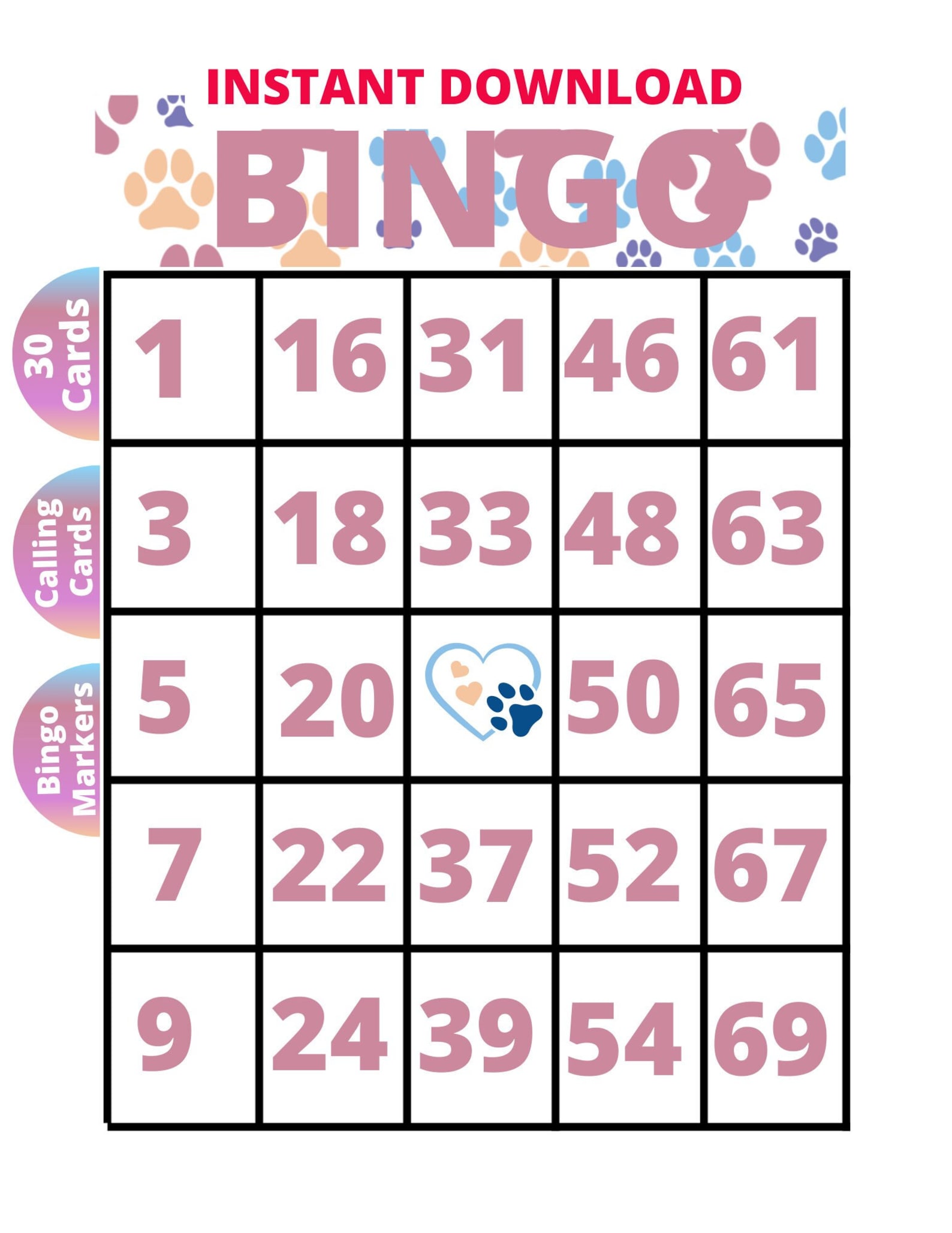 Play BINGO Instantly, Print and Play BINGO, Family Fun BINGO, Kids Fun ...