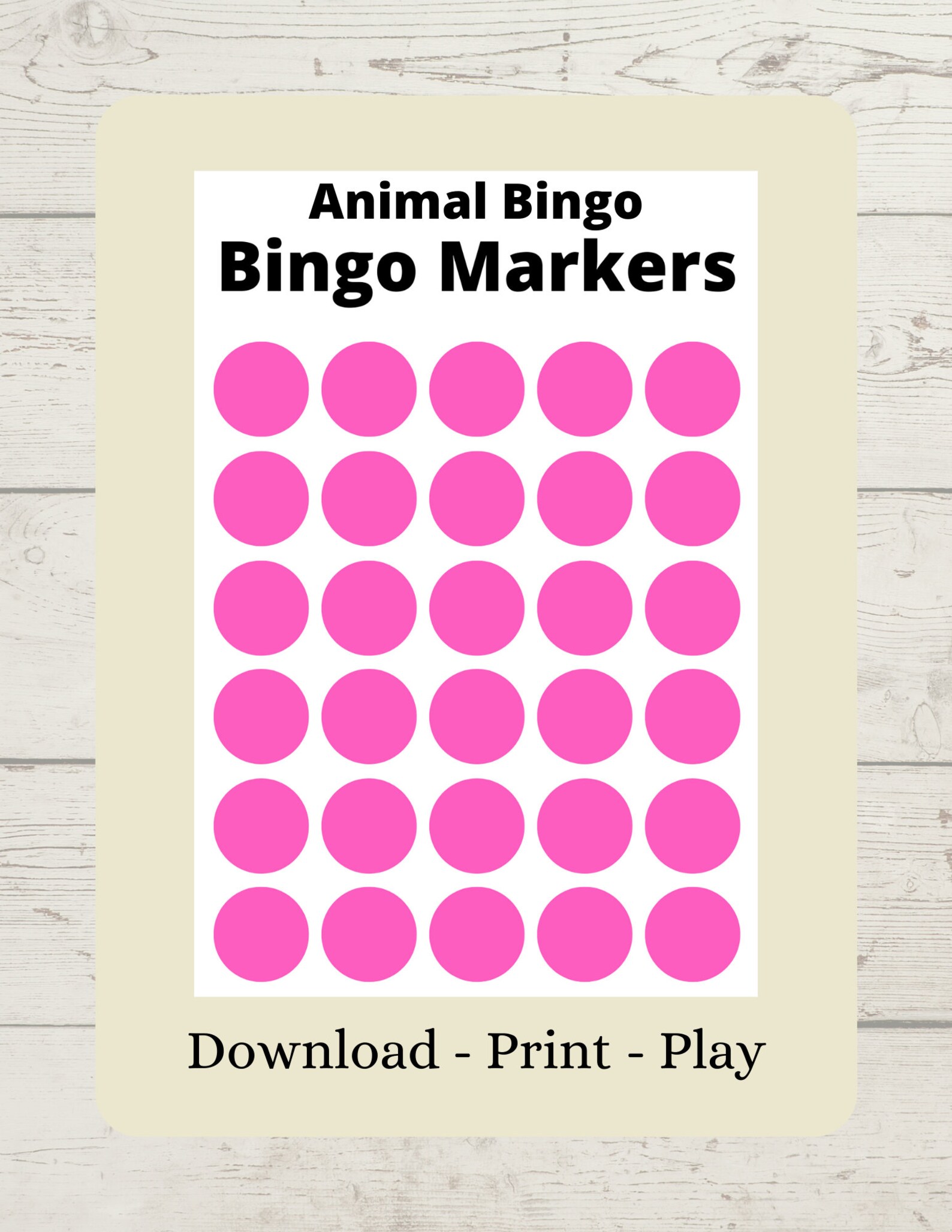 Printable Large Bingo Cards With Animals bingo Game Instant Download 