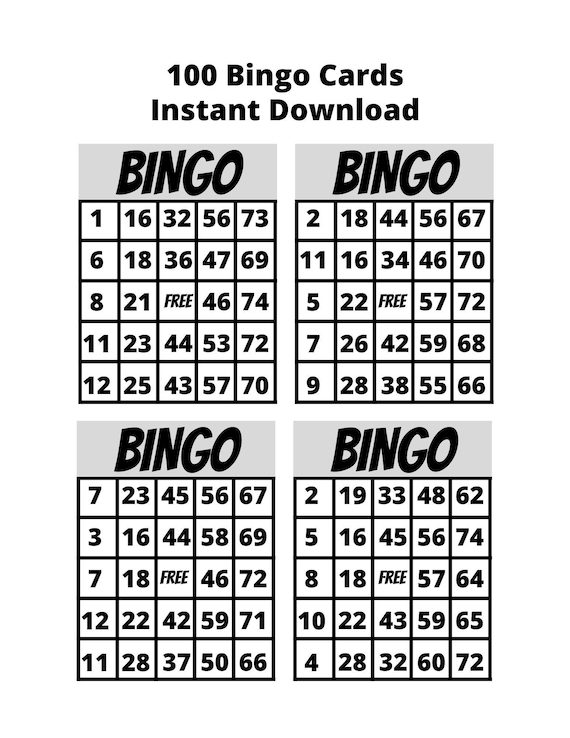 Tarjetas de bingo grandes imprimibles con números,Paquete de juegos de ...