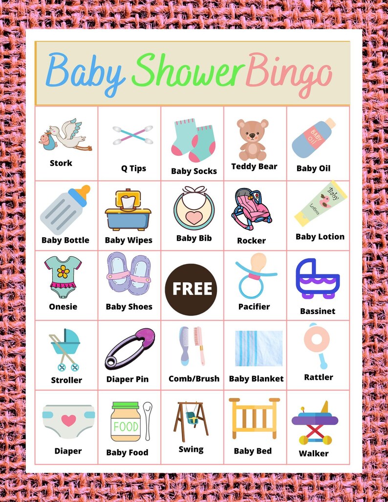 105-baby Themed Bingo Game, Baby Shower Bingo Game With 25 Cards, Bingo ...