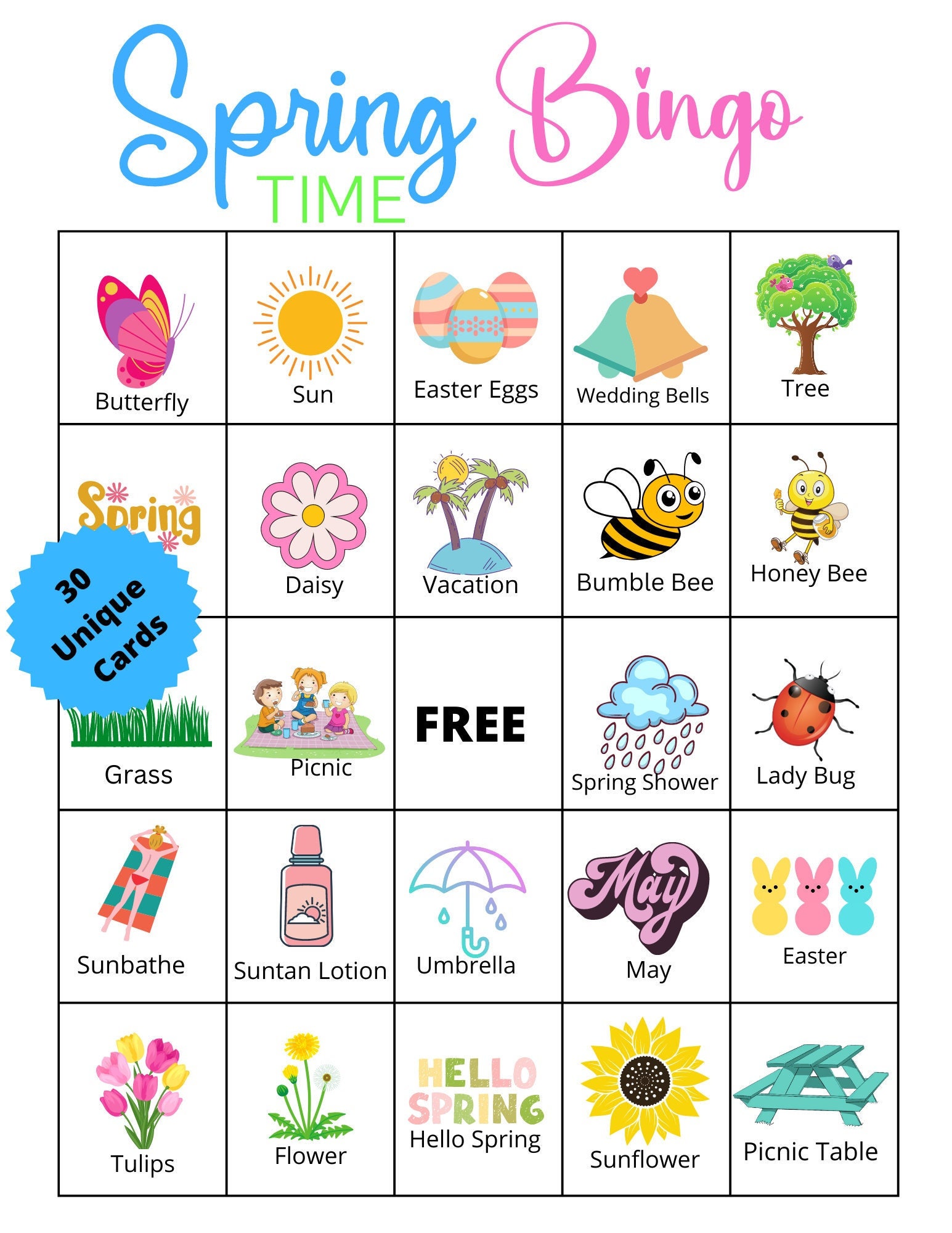 Animal Bingo Game/animal Bingo Game/bingo With Animals/spring Bingo ...