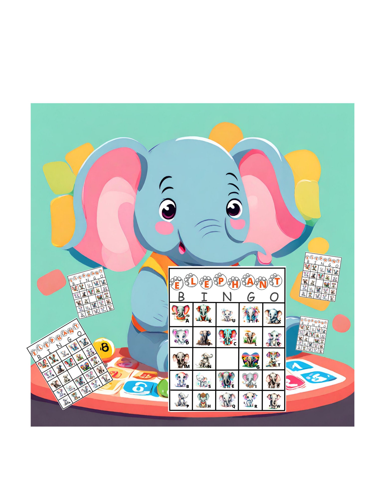 Elephant Bingo Game for Family Fun, Classroom Bingo for Kids - Etsy