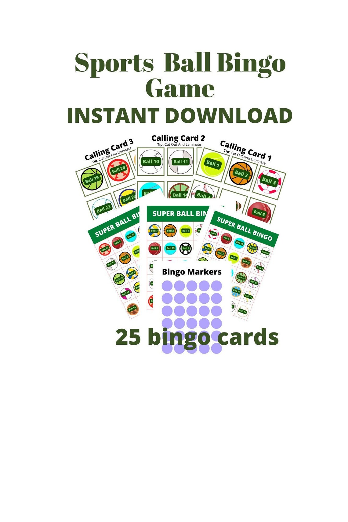 Sports Ball Bingo Game, Animal Bingo Game, Bingo With Animals, Sports ...