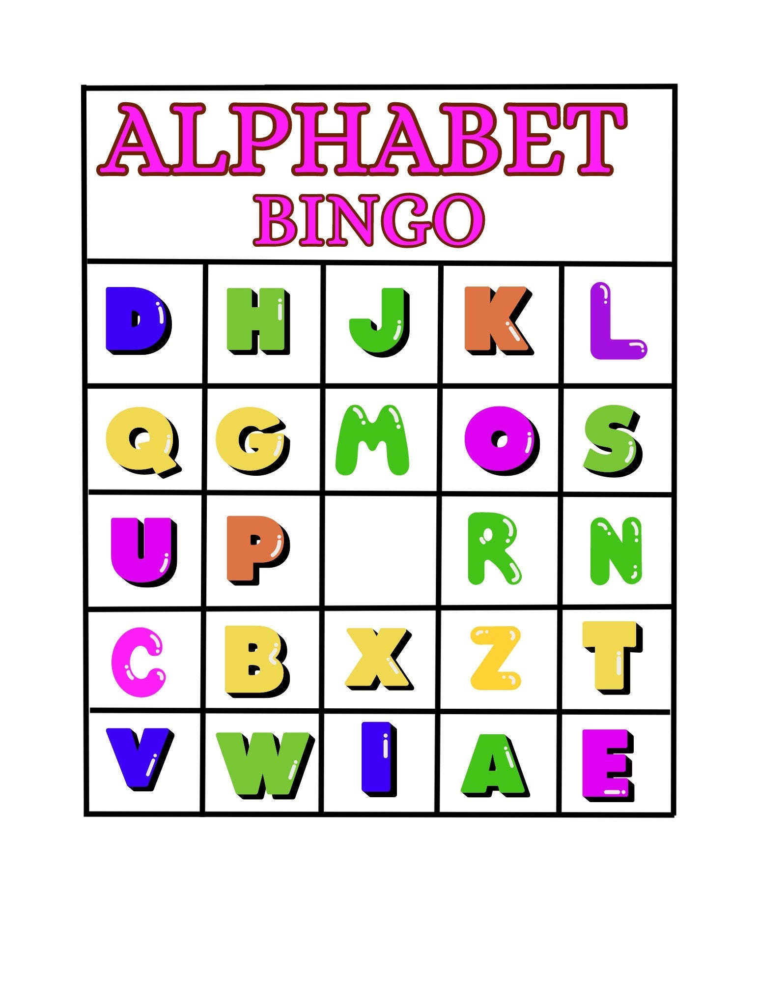 Alphabet Bingo, Alphabet Bingo for Kids, Alphabet Bingo Printable ...