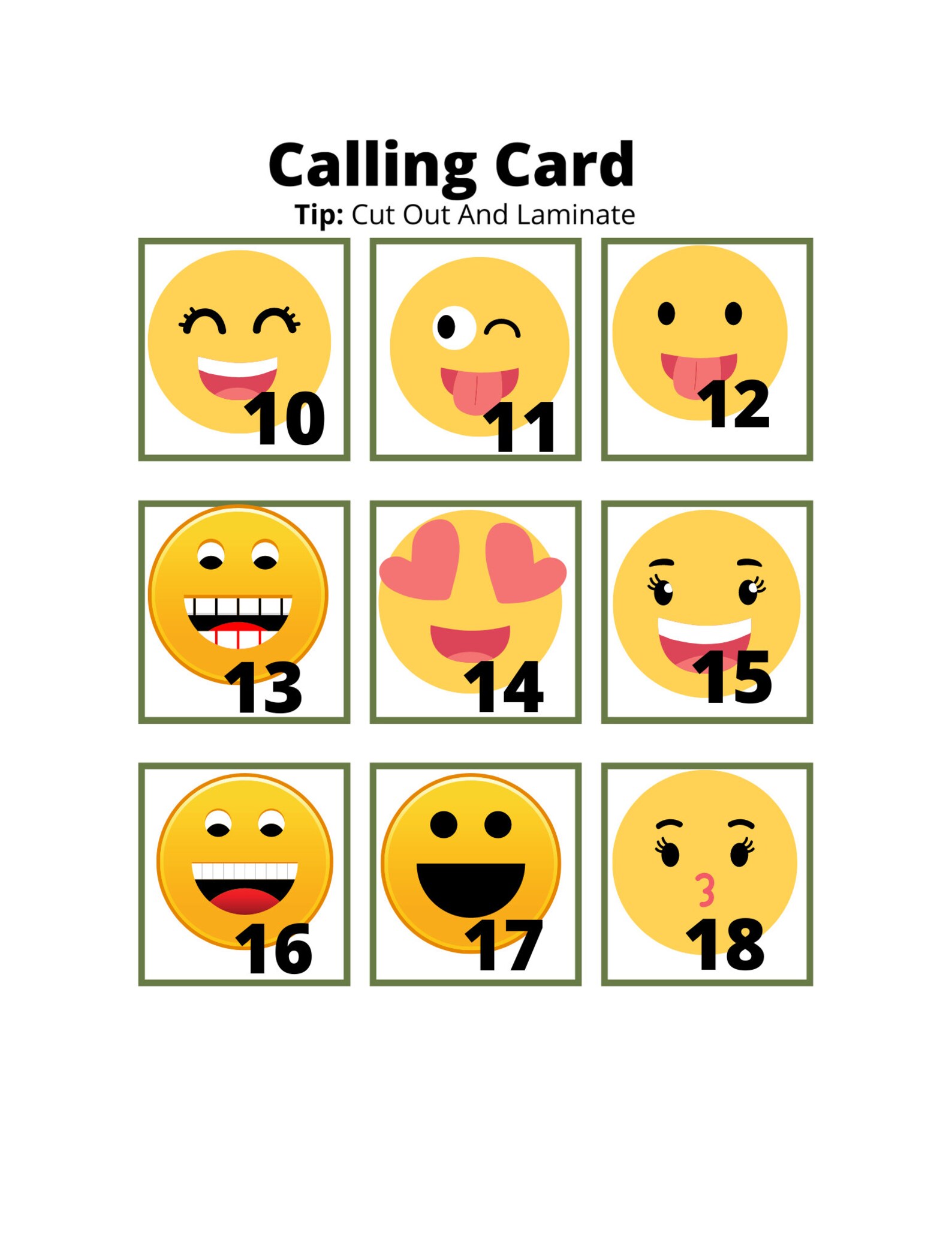 Emoji Face Bingo Printable Bingo Game With Large Cardsprint - Etsy