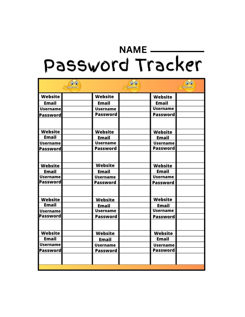 Password Tracker Printable, Printable Password Tracker, Password Log ...