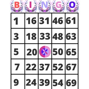 Bingo Calling Cards, Printable Bingo Game With Large Cards, Flower ...