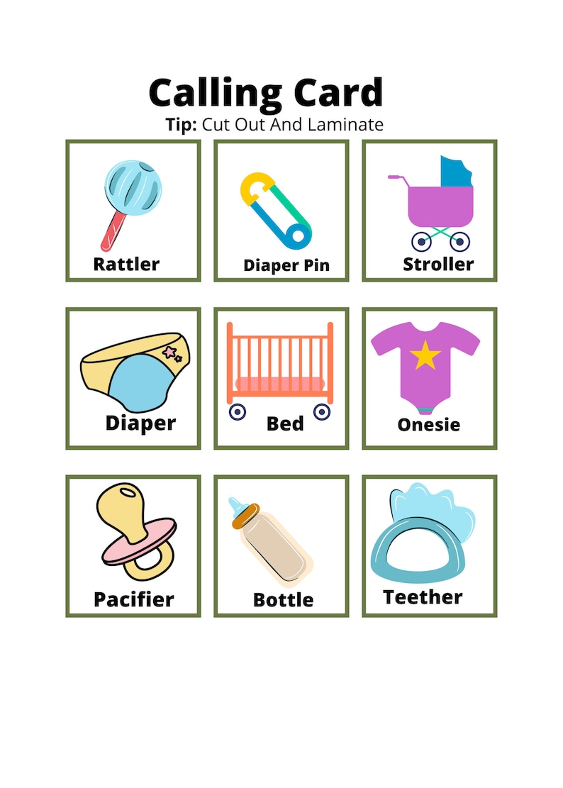 Baby Shower Bingo Game With 25 Playing Cards, Baby Shower Bingo Game to ...