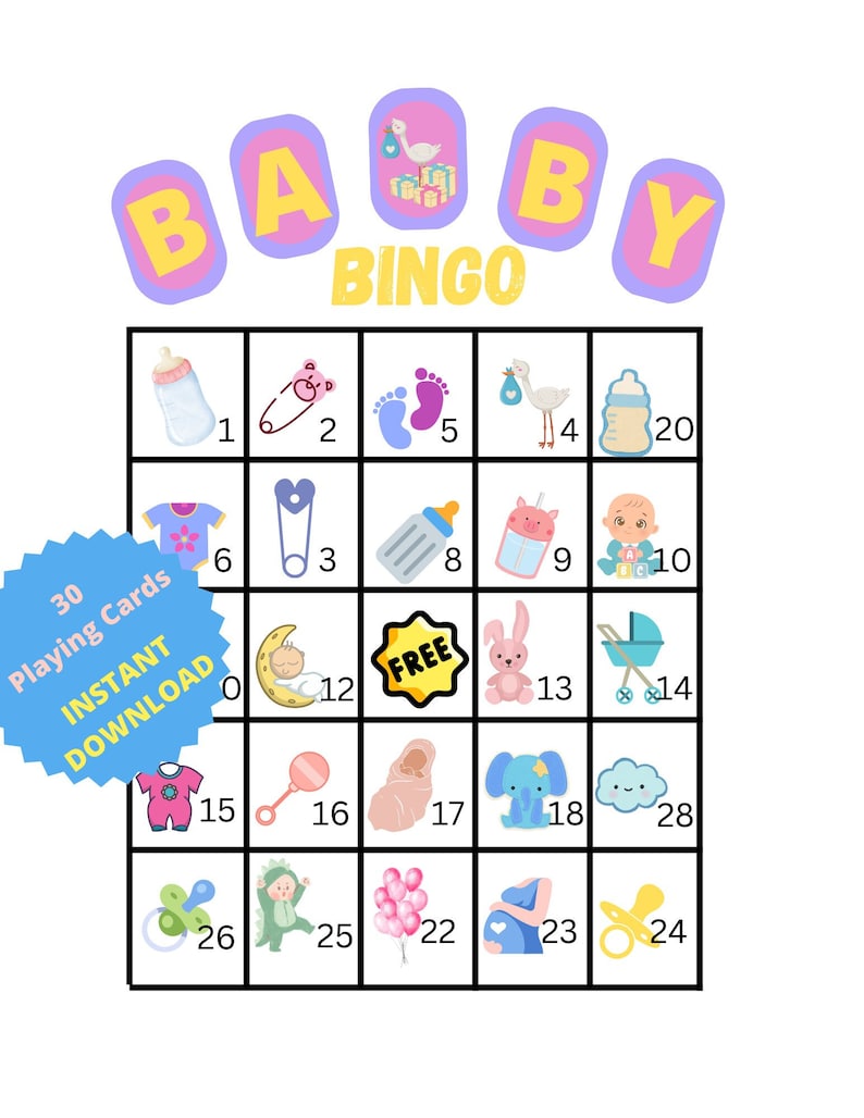 Baby Shower Bingo Cards, Baby Shower Bingo Printable, Fun Baby Shower ...