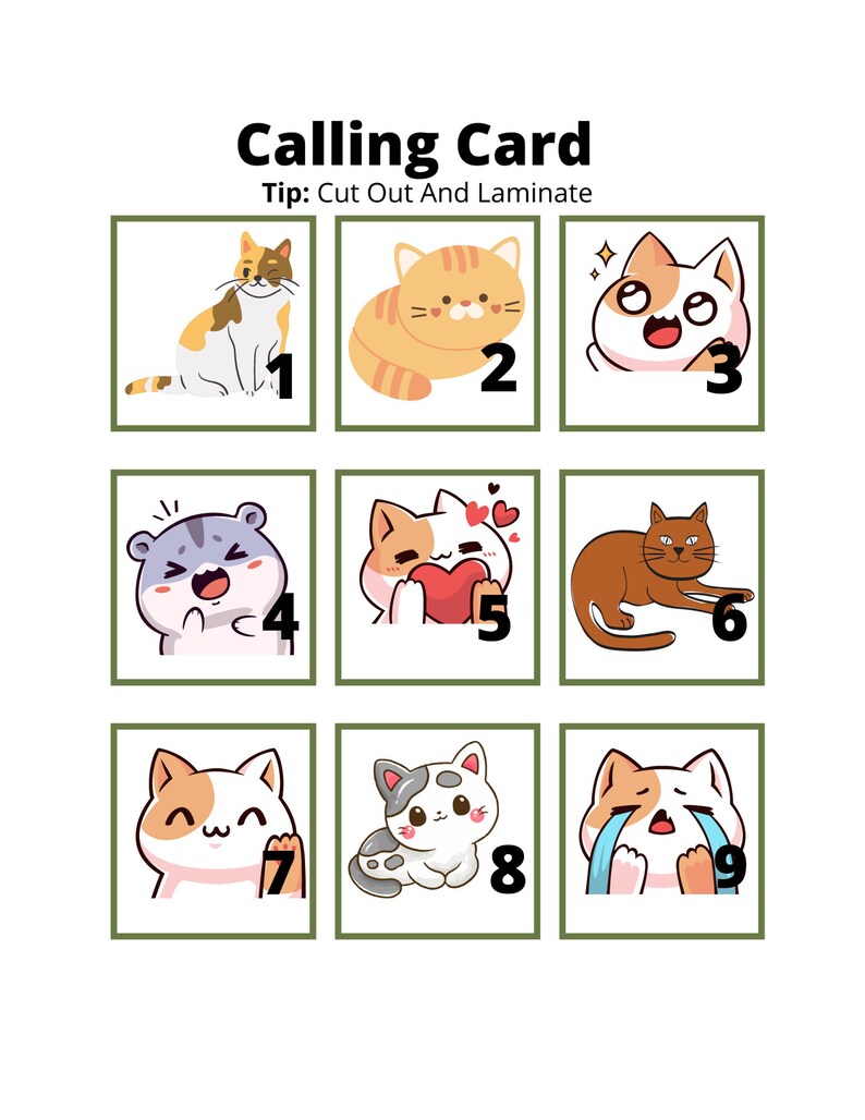 Kitty Cat Printable Bingo Games, Kitty Cat Activity Bingo for Children ...