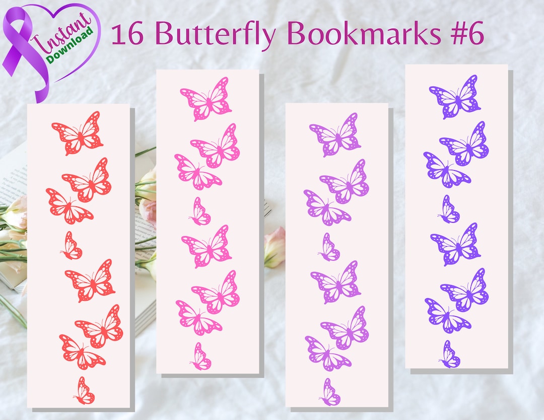 Butterfly Bookmark Bundle 6, Printable Bookmark Bundle for Kids and ...