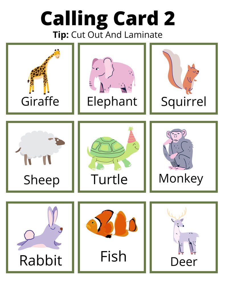 Animal Bingo for Classroom, Animal Bingo Game for Children 4 - Etsy