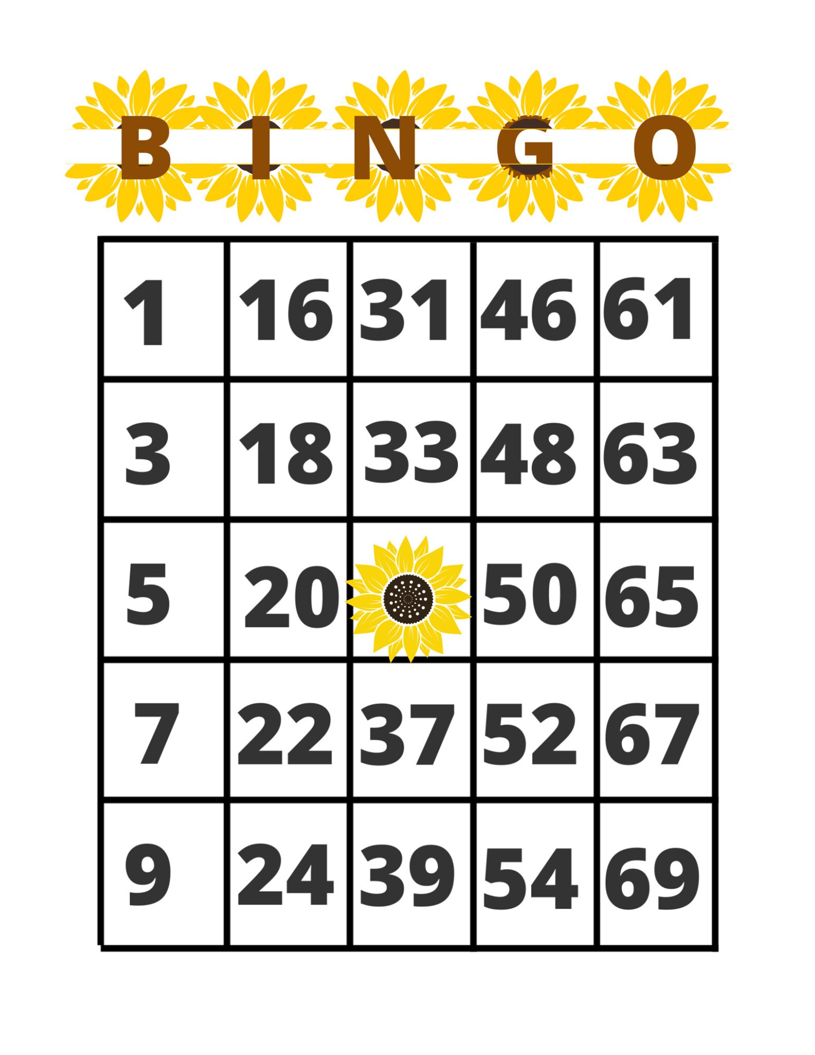 Sunflower Bingo Game 2, Bingo Game Bundle to Play, Sunflower Bingo ...