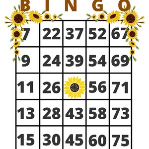 Sunflower Bingo Game, Bingo Game Bundle to Play, Sunflower Bingo Cards ...