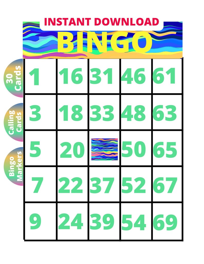 Colorful BINGO Game, Play BINGO Instantly, Print and Play BINGO ...
