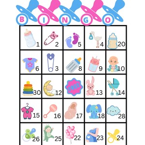 Baby Shower Bingo Printable, Fun Baby Shower Games, Co Ed Baby Shower ...