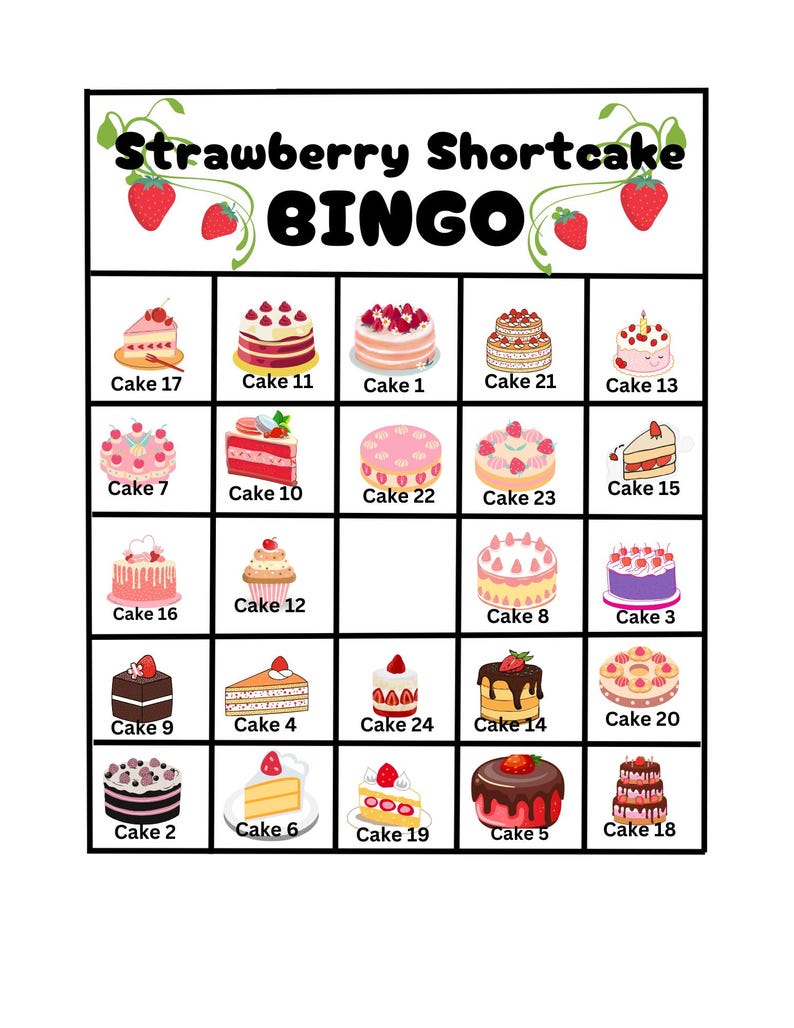 20b-strawberry Shortcake Bingo Game, Bingo Game for School Classroom ...
