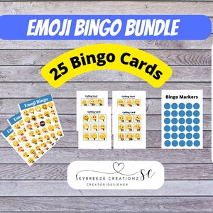 Emoji Bingo Game Colorful Bingo Game, Bingo Game With Large Cards ...