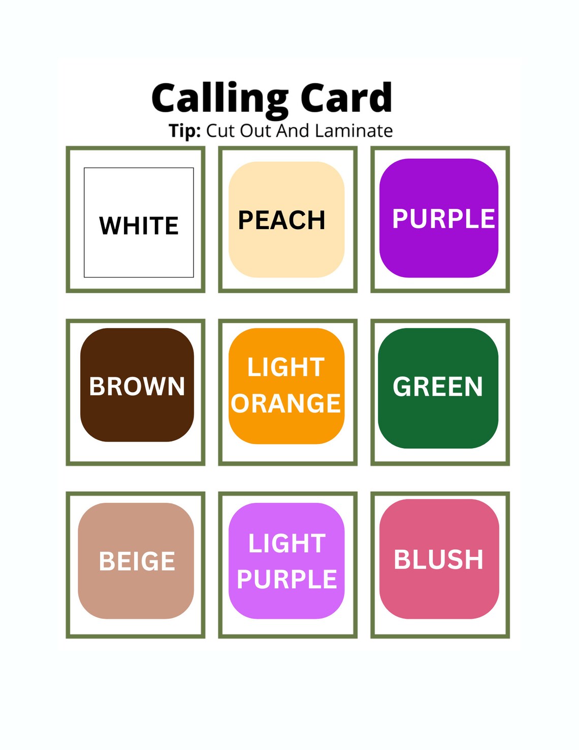 Color Bingo Game for Child, Color Bingo Game for Classroom, Printable ...