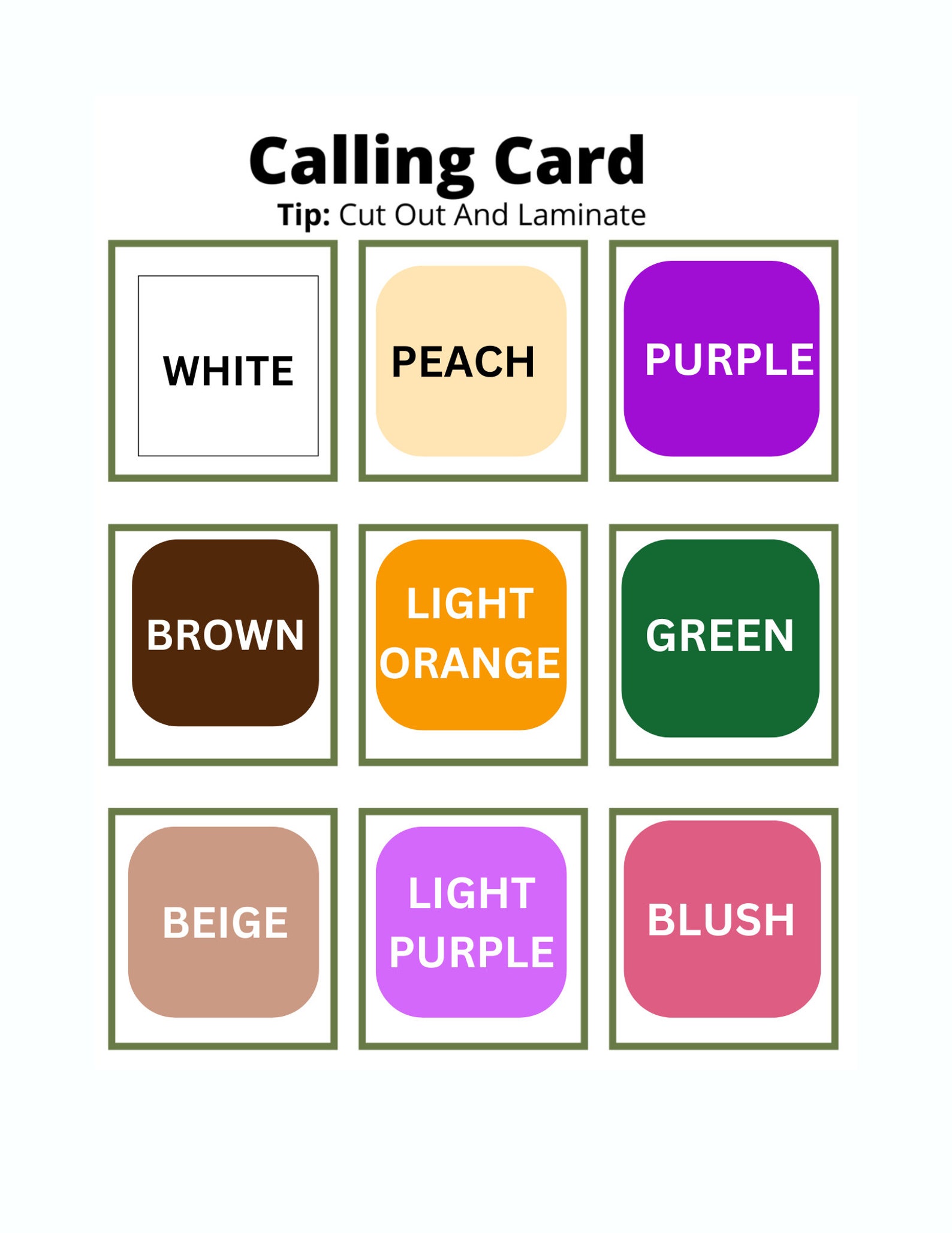 Color Bingo Game for Child, Color Bingo Game for Classroom, Printable ...