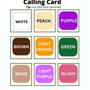 Color Bingo Game for Child, Color Bingo Game for Classroom, Printable ...