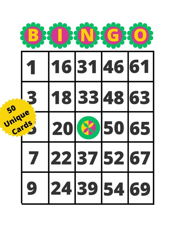 Tarjetas de bingo grandes imprimibles con números,Paquete de juegos de ...