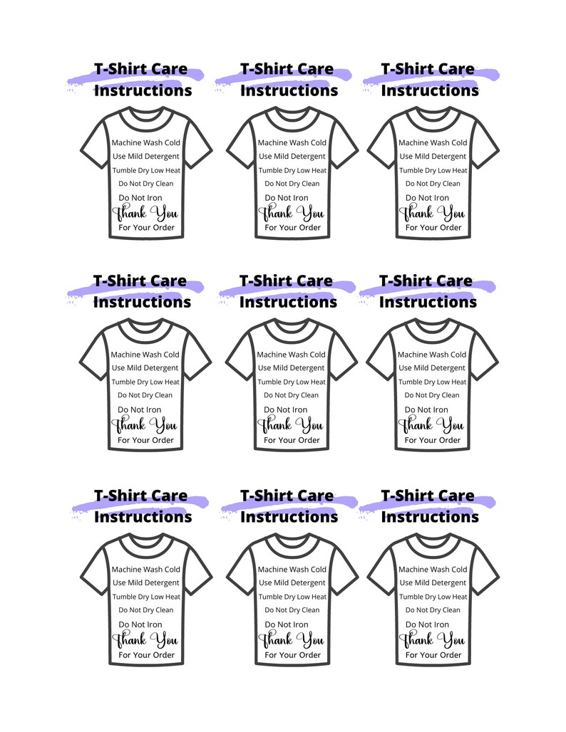 INSTANT DOWNLOAD T Shirt Care T Shirt Care Instructions - Etsy
