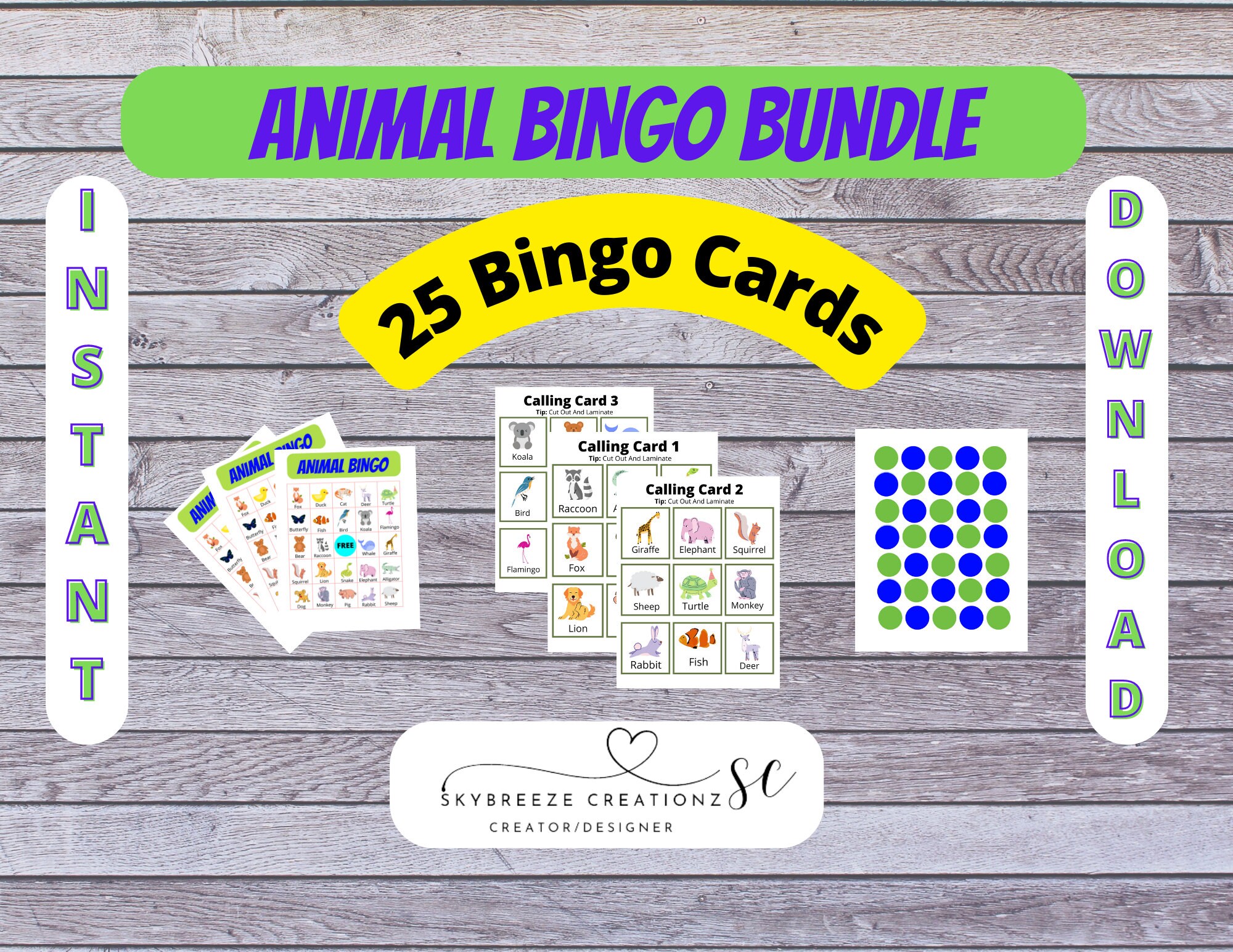Animal Bingo for Kids, Animal Bingo Game for Children, Bingo Calling ...