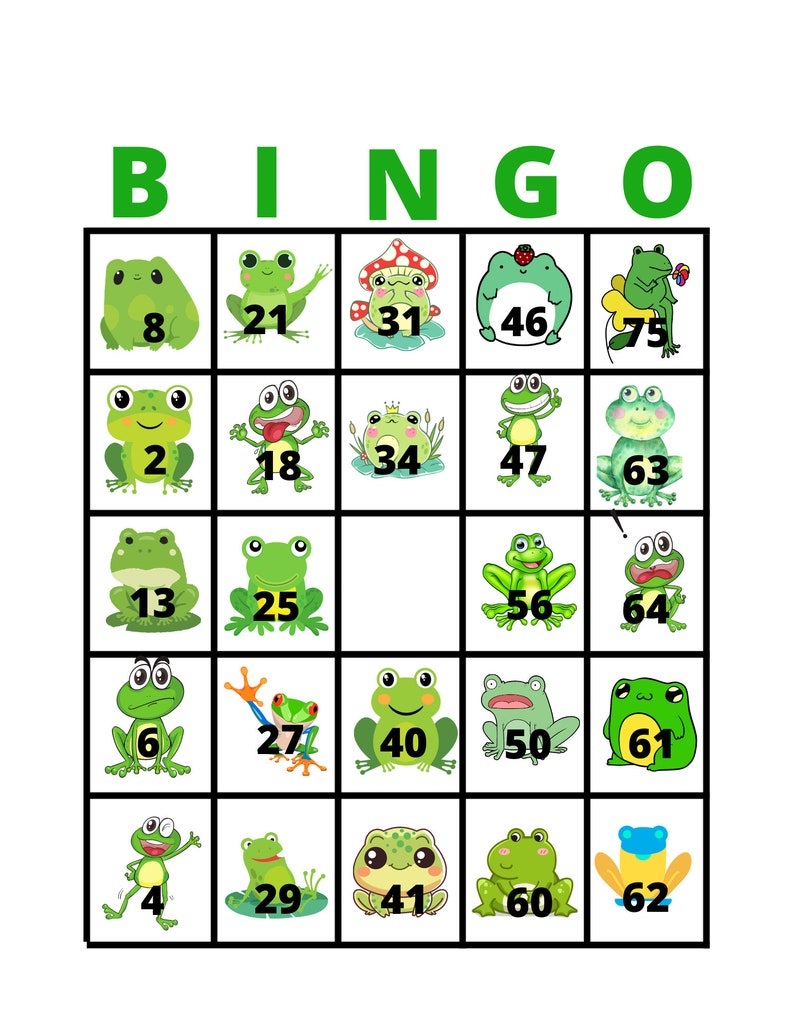Frog Bingo Game, Bingo Game Bundle to Play/instantly Play Animal Bingo ...