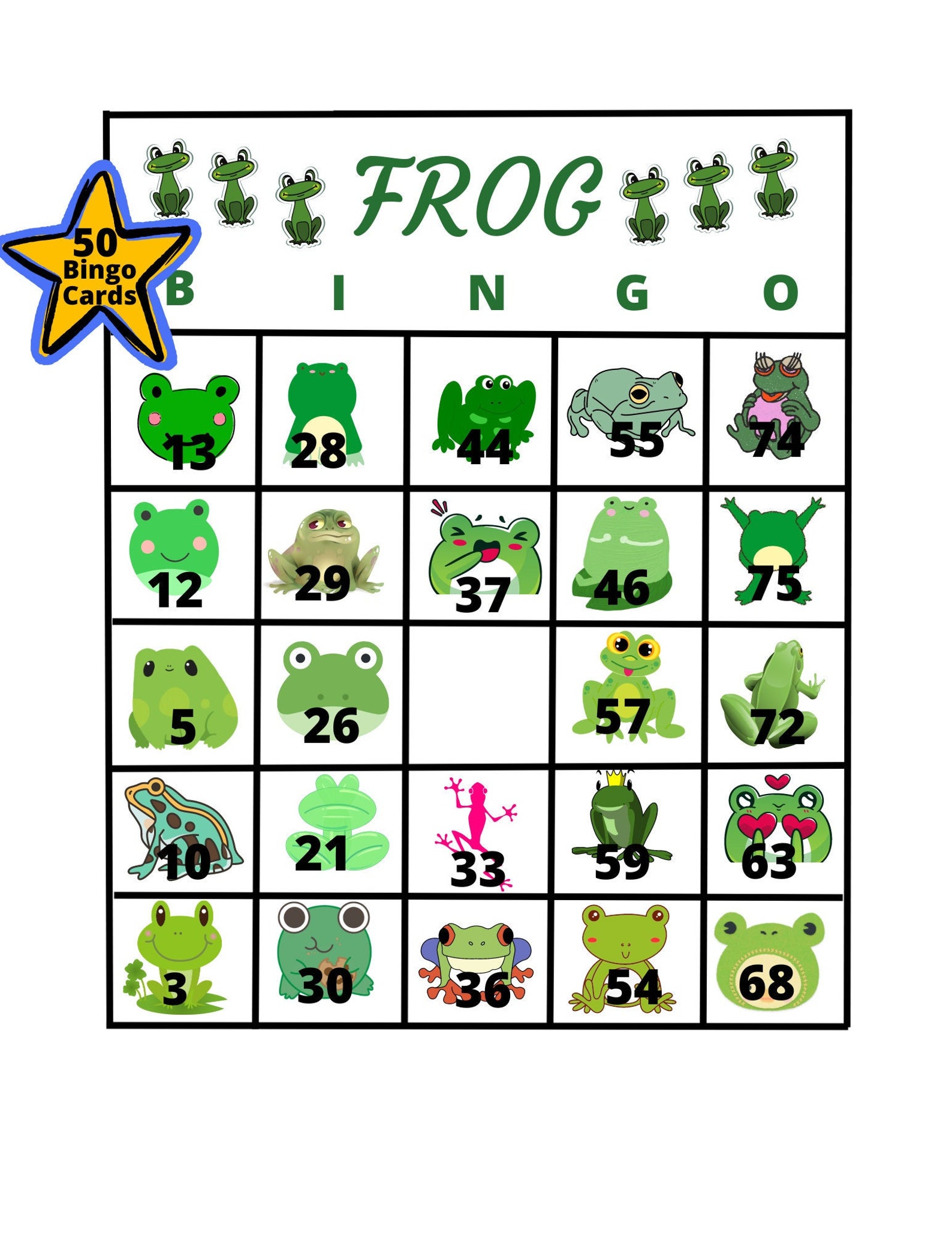 Frog Bingo Game, Bingo Game Bundle to Play/instantly Play Animal Bingo ...