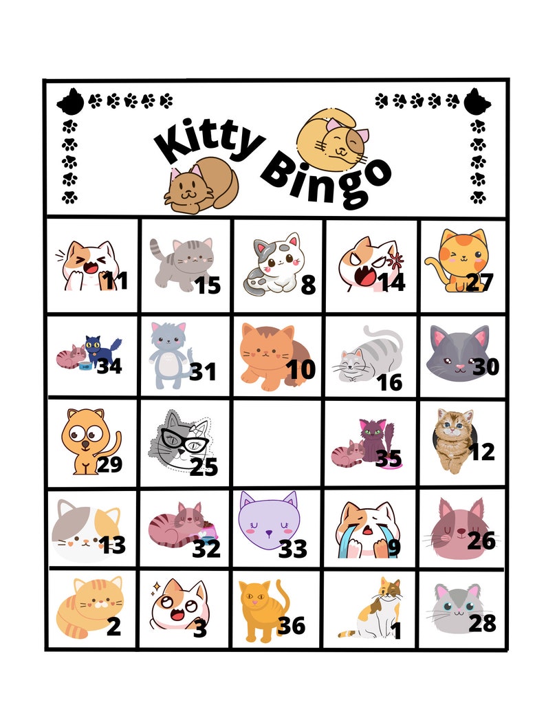Kitty Cat Printable Bingo Games, Kitty Cat Activity Bingo for Children ...