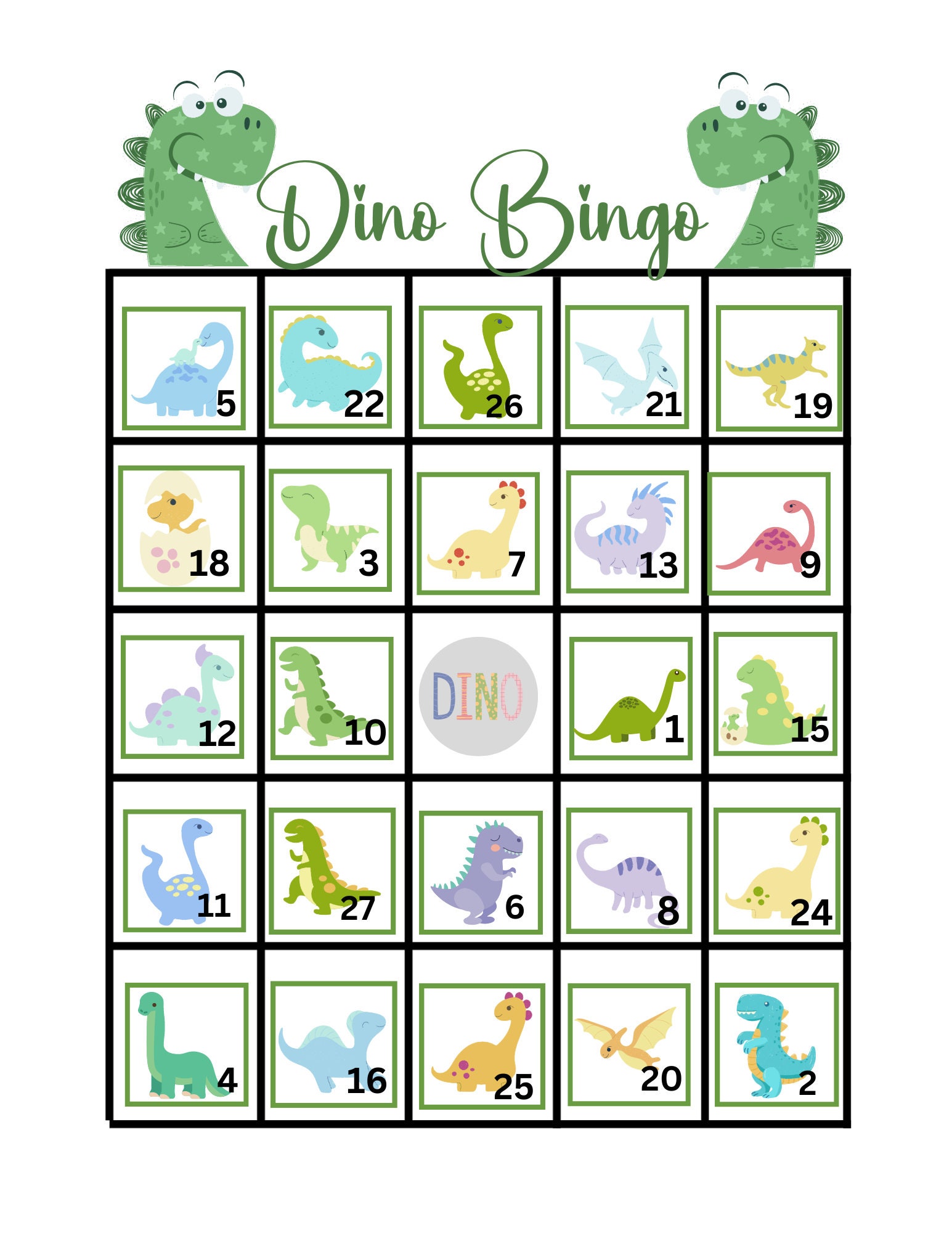 Animal Bingo Game/dino Animal Bingo Game/bingo With Animals/dino Bingo ...