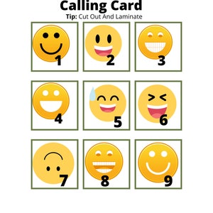 Emoji Face Bingo, Printable Bingo Game With Large Cards,print and Play ...