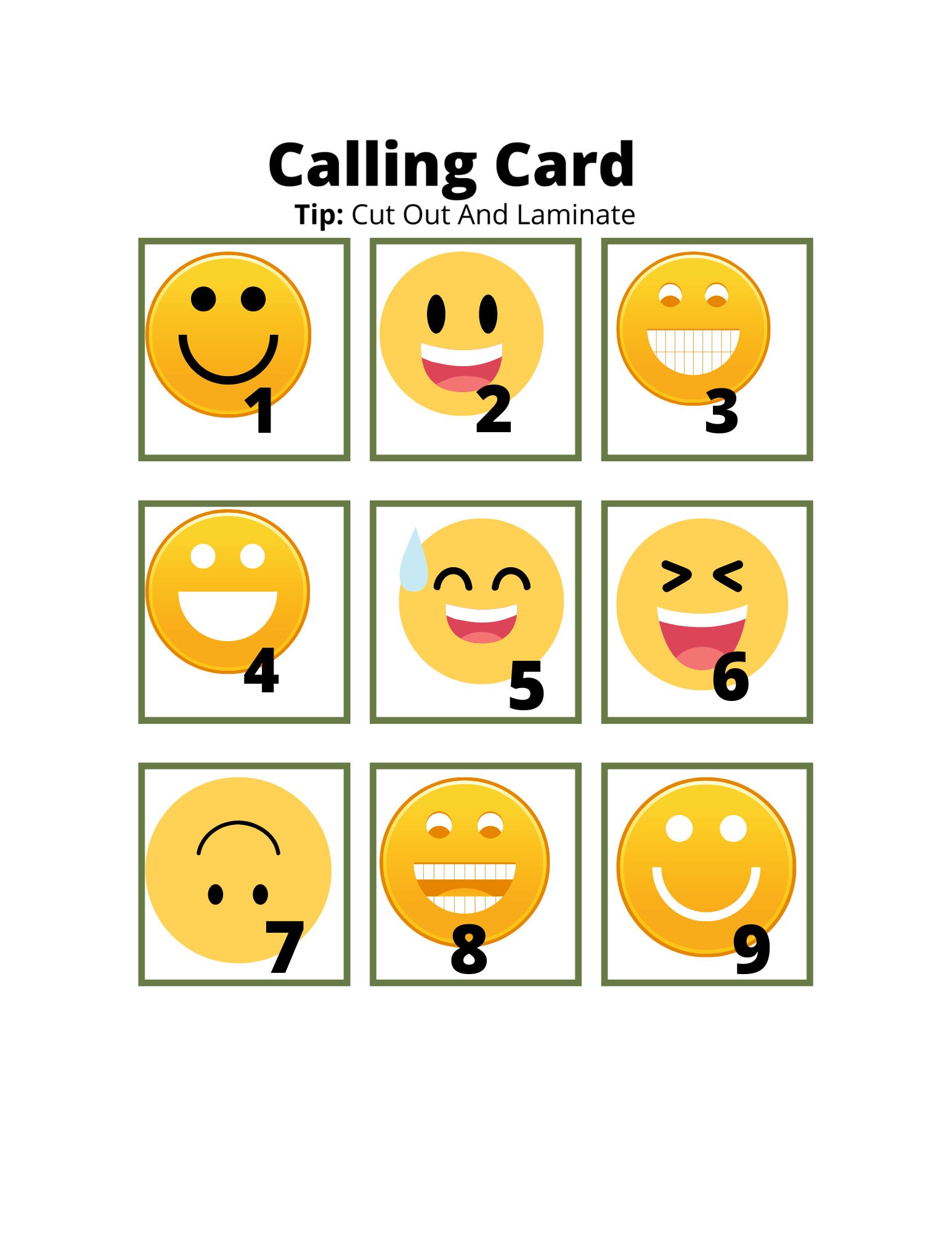Emoji Face Bingo, Printable Bingo Game With Large Cards,print and Play ...