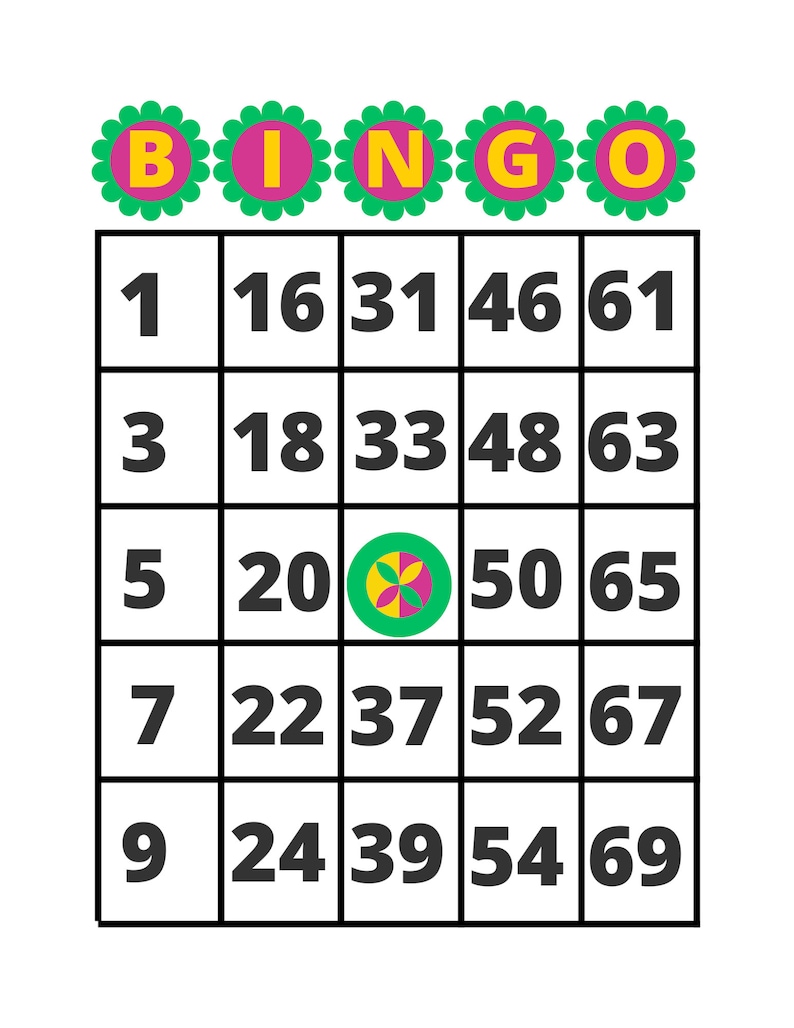 Bingo Calling Cards, Printable Bingo Game With Large Cards, Flower ...