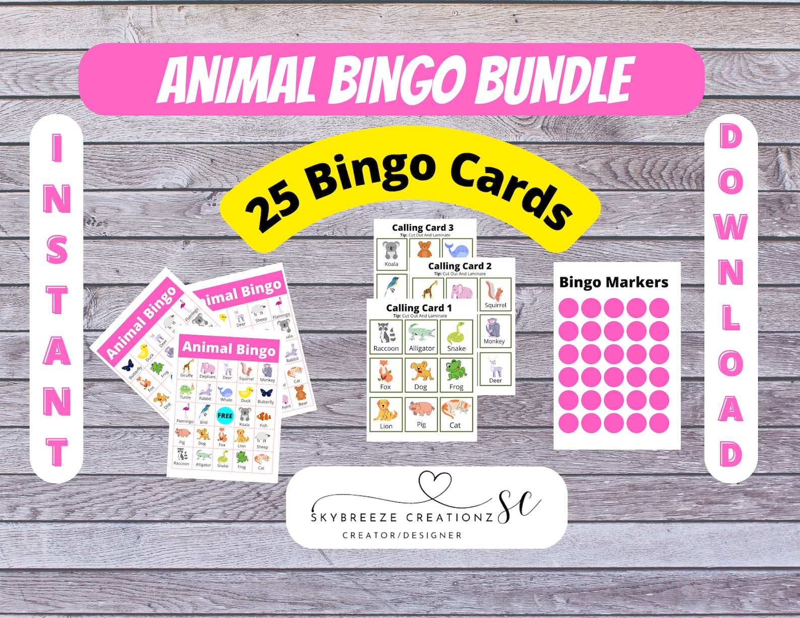 Bingo Calling Cards Printable Bingo Game With Large Cards - Etsy