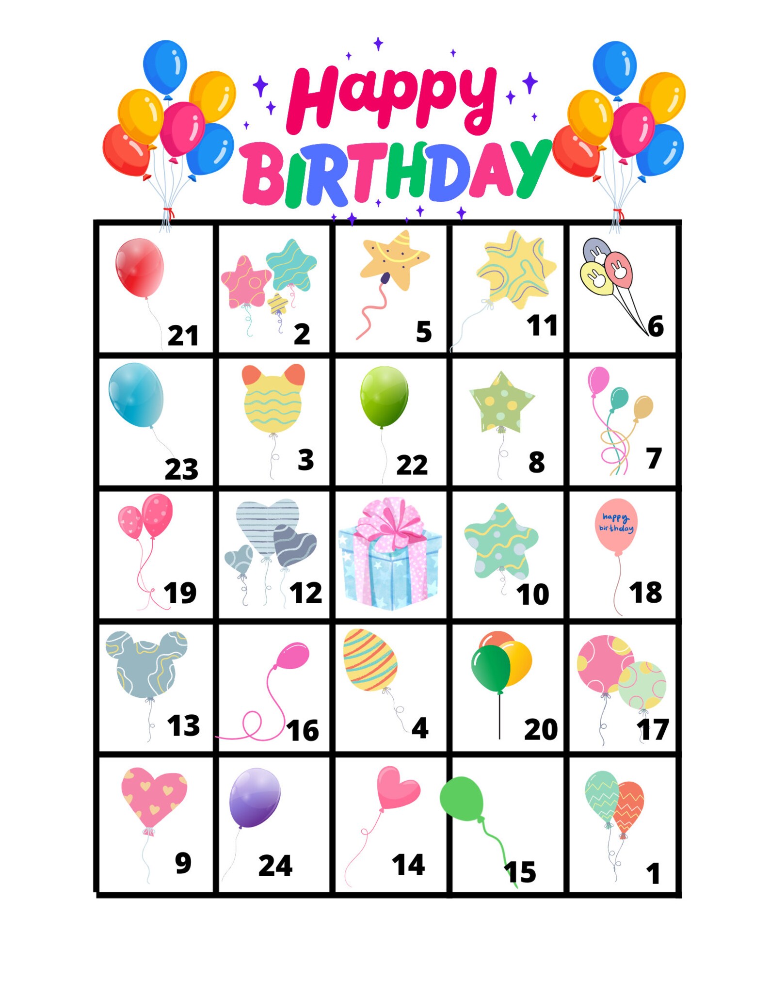 Birthday Printable Bingo Game 3, Birthday Activity, Birthday Party ...