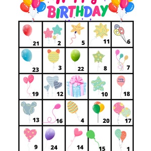 Birthday Printable Bingo Game 3, Birthday Activity, Birthday Party ...