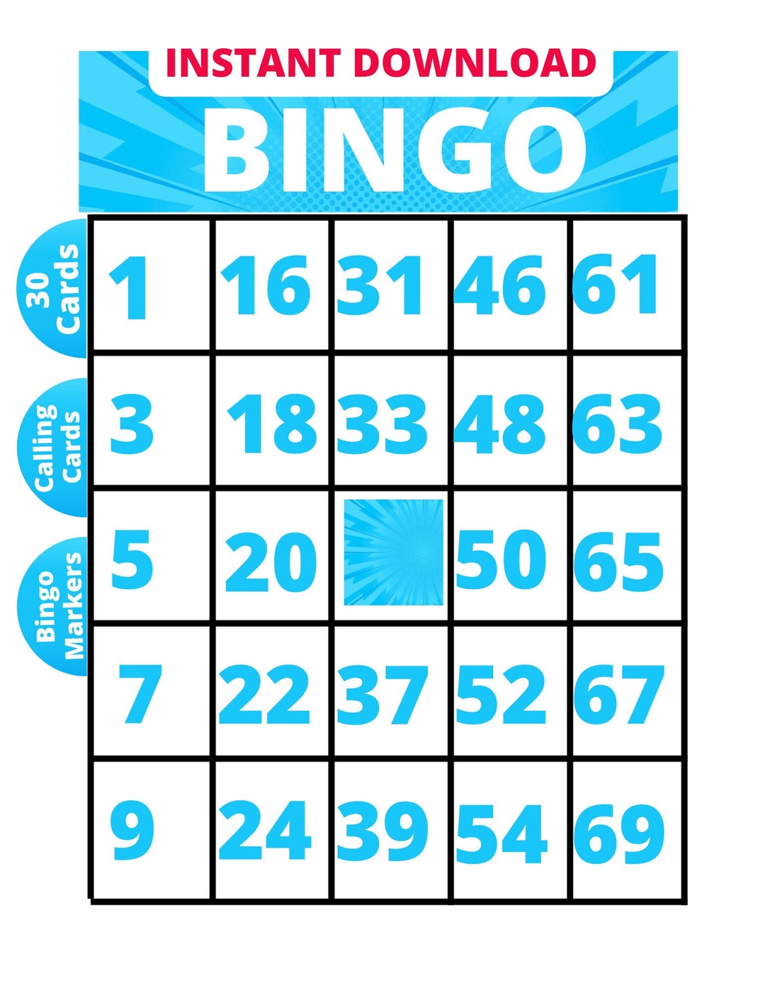 Play Bingo Instantly With Large Bingo Cards, Print and Play Bingo With ...